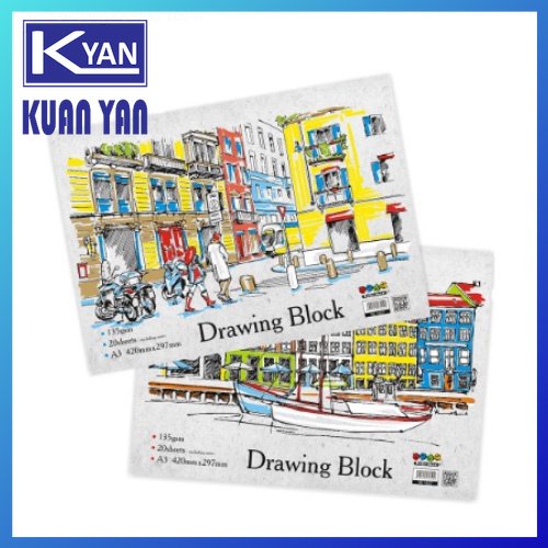 SBS A3 Drawing Paper Pad Drawing Block Drawing Pad | A3 135GSM | 20 ...