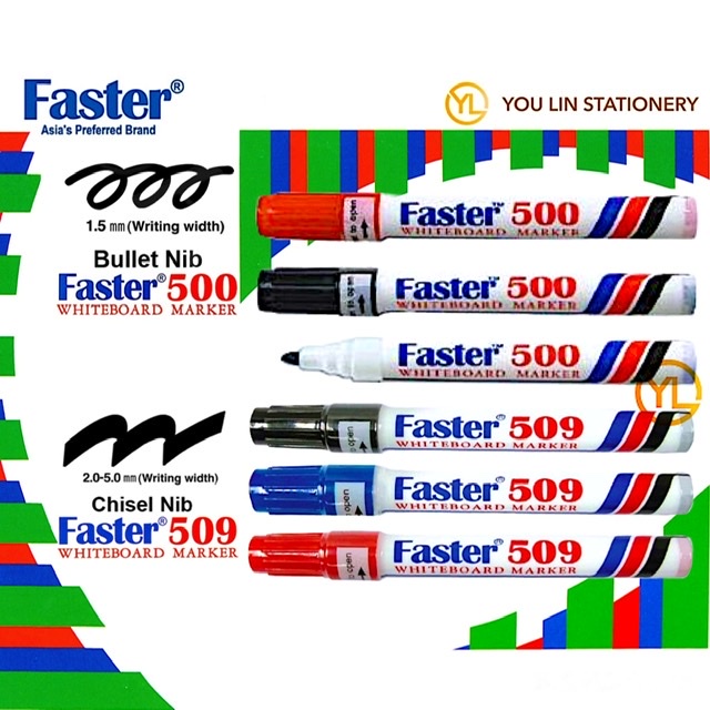 Faster Whiteboard Marker 500 Bullet Nib / 509 Chisel Nib | Shopee Malaysia
