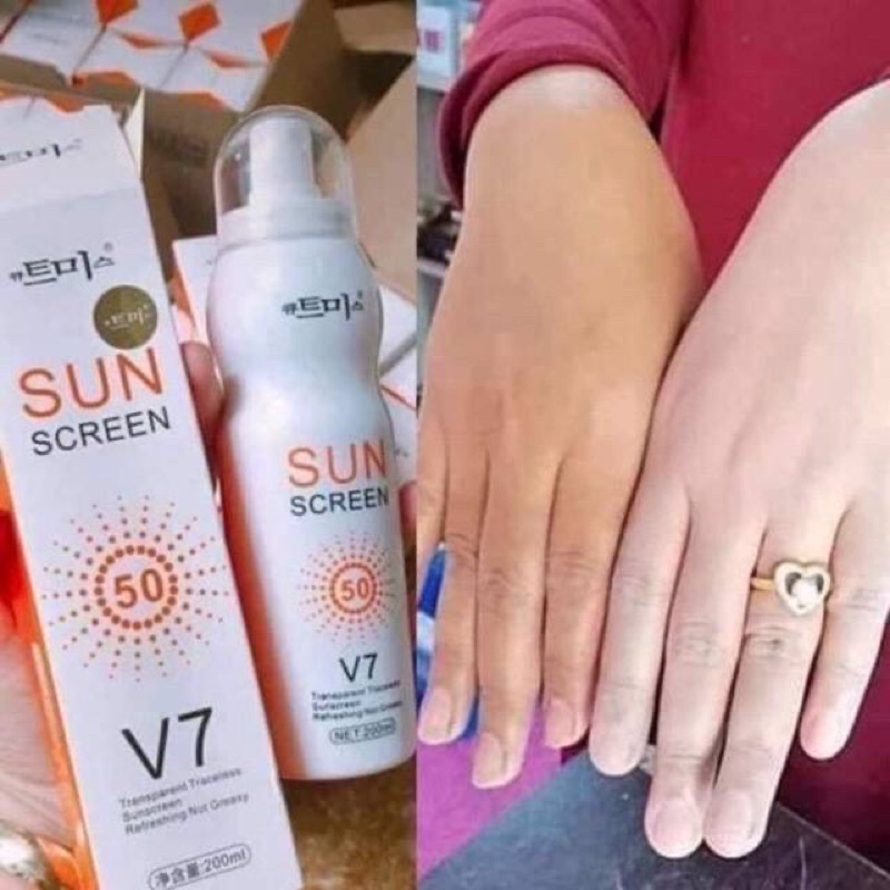 SPRAY SUN SCREEN V7 Pelindung sinaran uv Spray pemutih seluruh badan ...