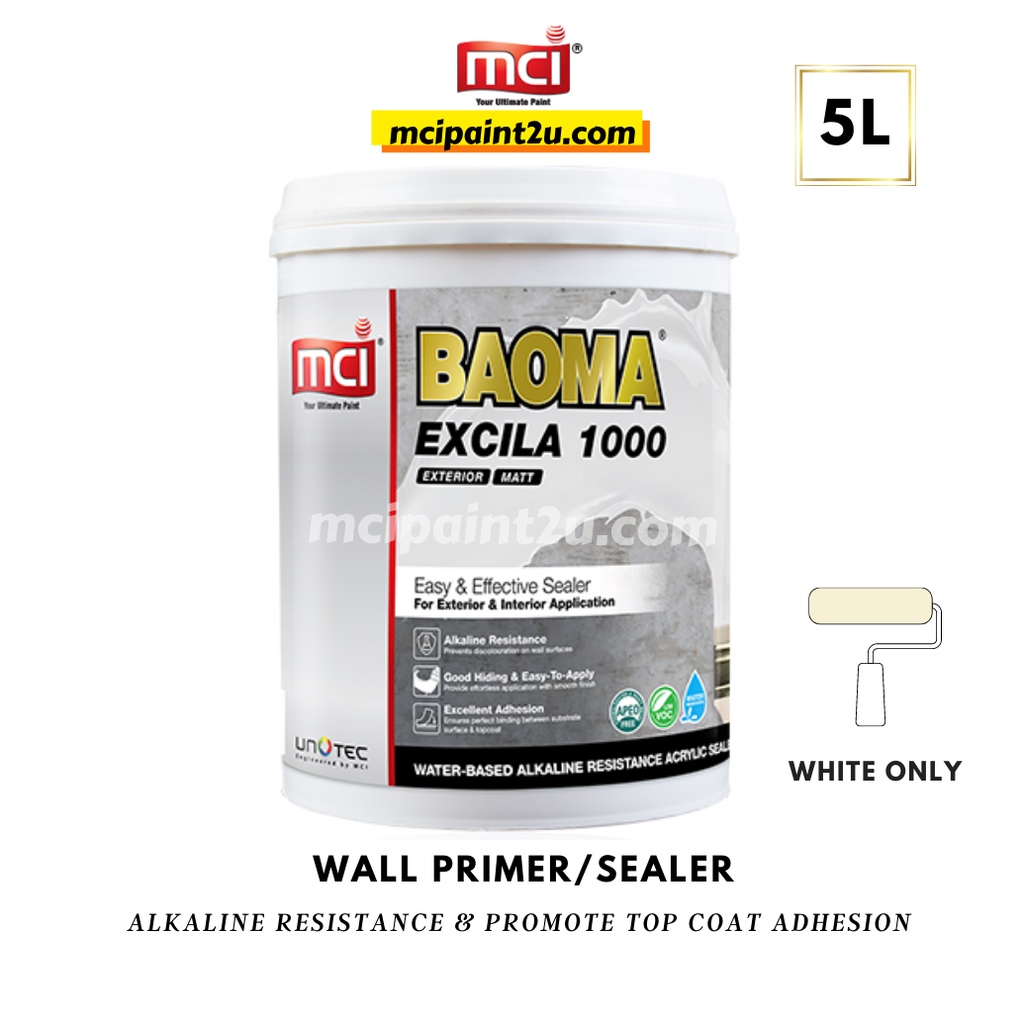 MCI Paint Excila 1000 5L Interior & Exterior Wall Primer Wall Sealer ...