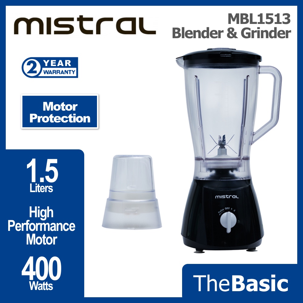 MISTRAL 400w Powerful 1.5L Blender with Multipurpose Grinder ( MBL1513 ...