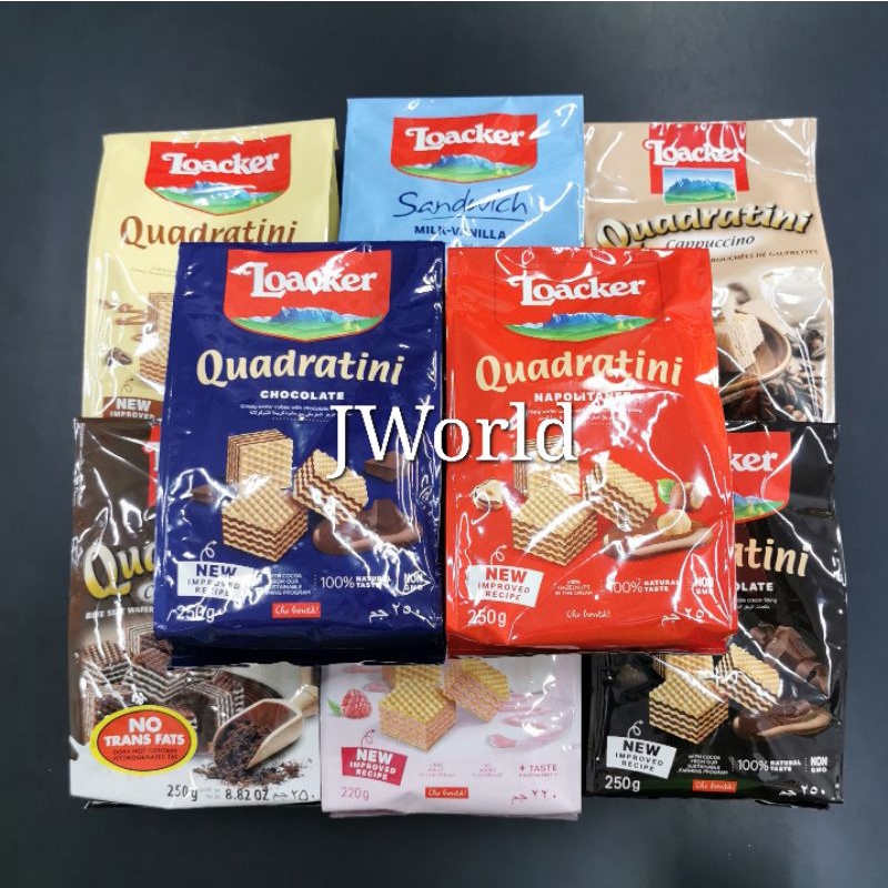 LOACKER QUADRATINI WAFER CUBE NAPOLITANER / CHOCOLATE / CAPPUCCINA ...
