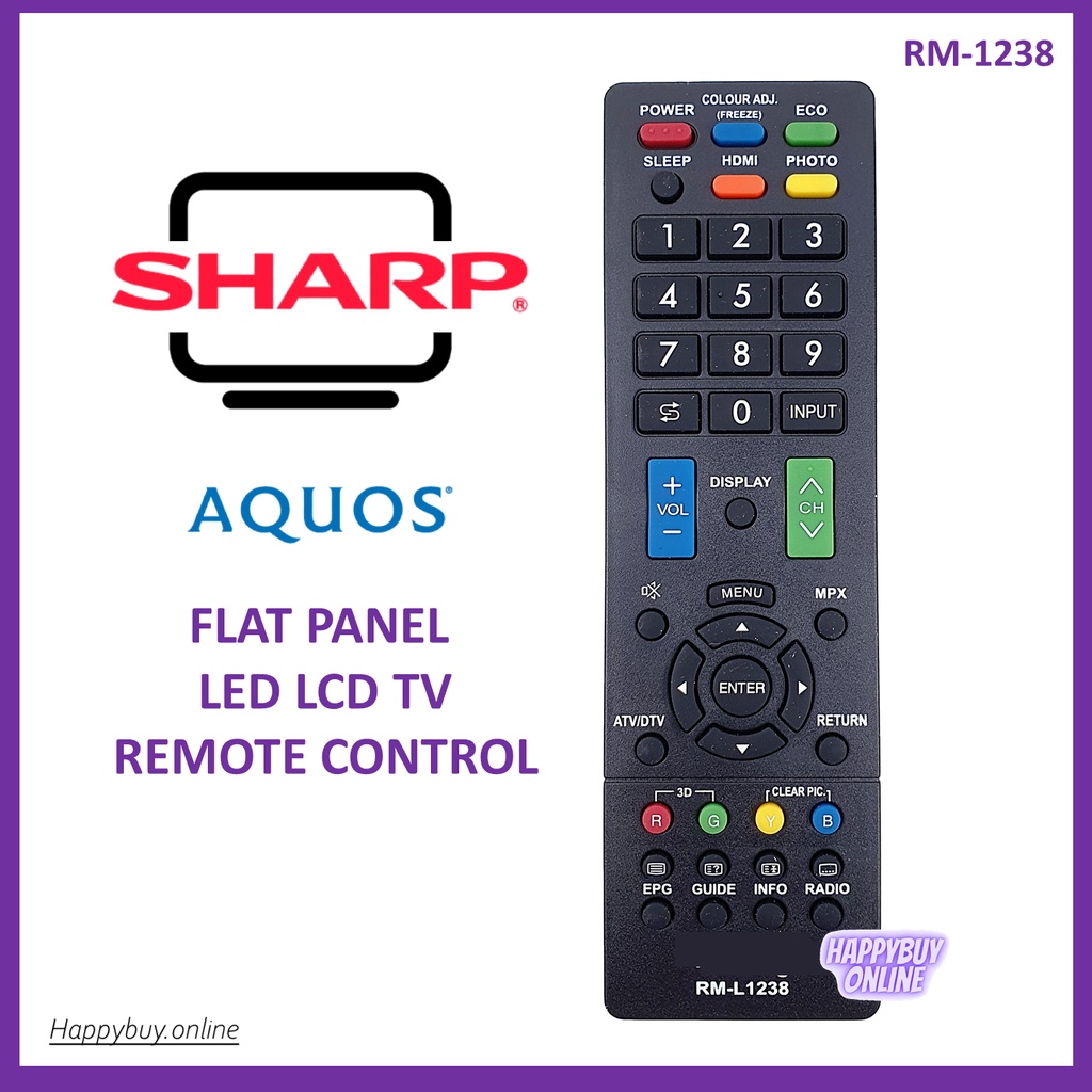 Offer Sharp Aquos LED TV Remote Control RM-L1238 Sharp Aquos Flat Panel Remote TV Replacement ...