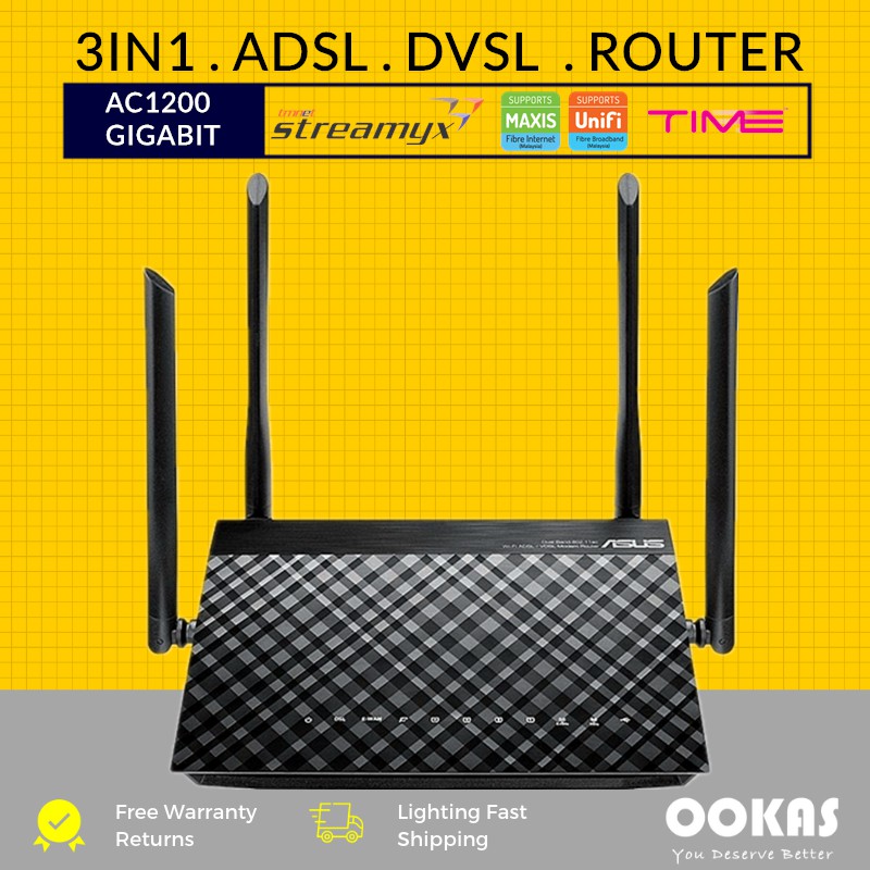 Asus DSL-AC52U AC750 Dual Band VDSL Gigabit WiFi Modem Router Streamyx ...