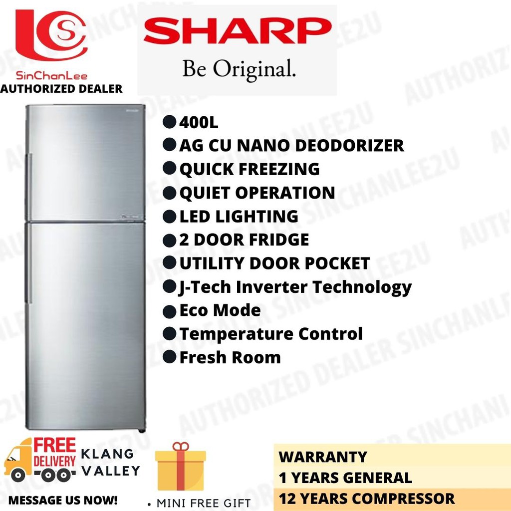 [FREE DELIVERY KLANG VALLEY] SHARP 400L 2 DOOR REFRIGERATOR SJ406MSS ...