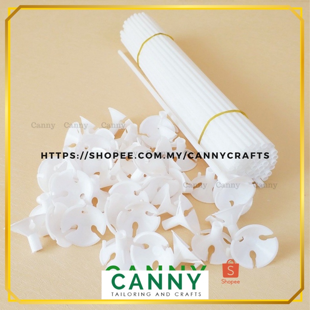 Balloon Stick White Colour Size 30cm with Holder 100 set / Stik Belon ...