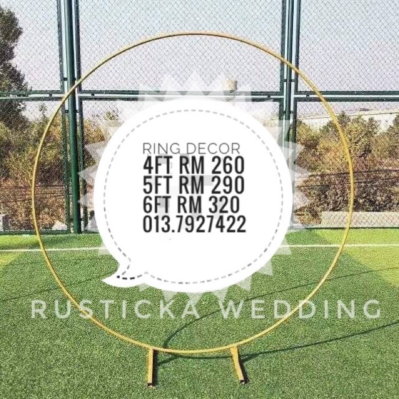 Ring Bulat Besi Wedding Round Iron Wrought Gold Panel Ballon Hanging ...