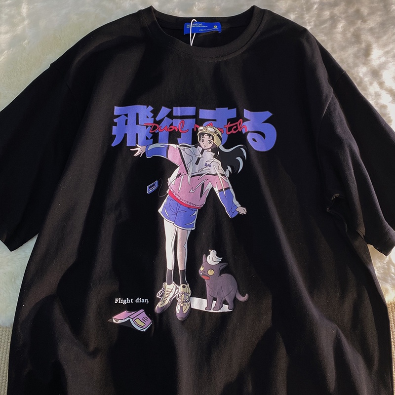 Take off with me! Japanese retro JK girls' short sleeve Tshirt cool ...