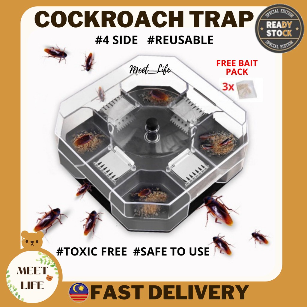 Reusable Cockroach Trap Box Non-Toxic Insert Killer Catcher Perangkap ...