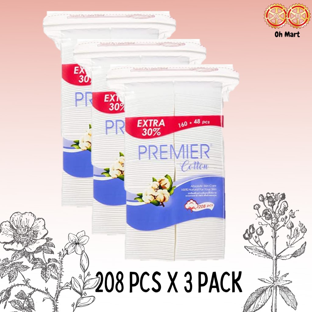 Premier Cotton Pad 3 in 1 Value Pack (208pieces X 3) | Shopee Malaysia
