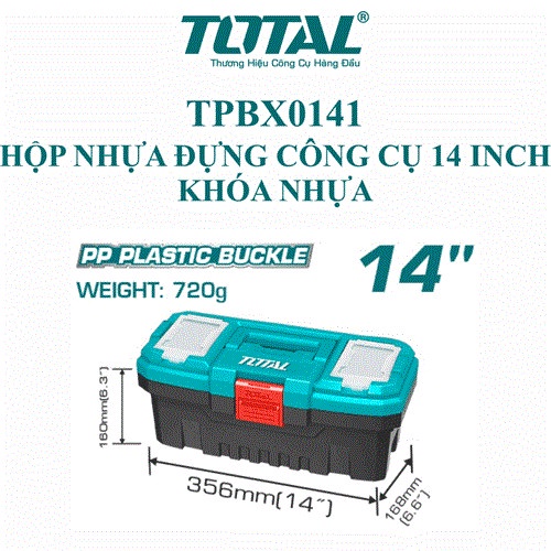Plastic tool box 14'' inch Total TPBX0141 TPBX0142 - Tool tray box for ...