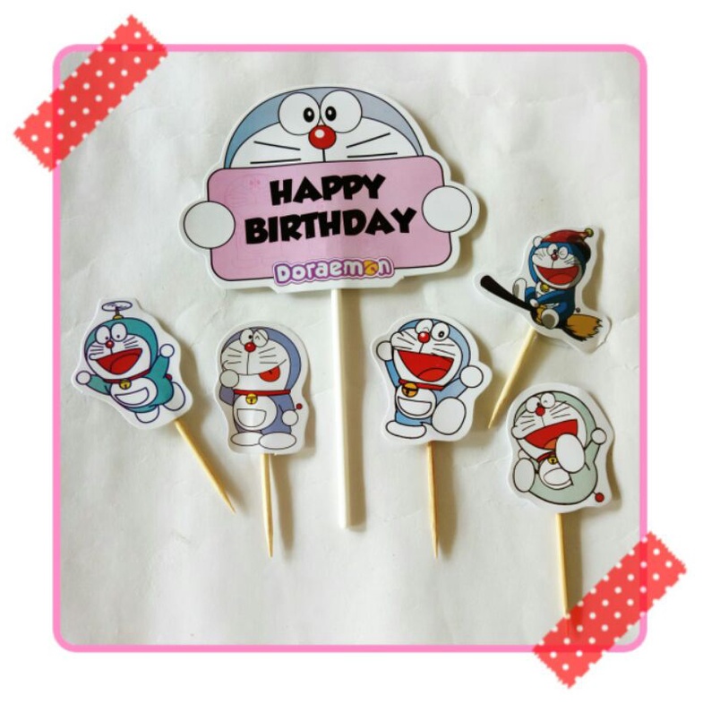 A set Of cake topper doraemon Character Birthday cake Decorations ...