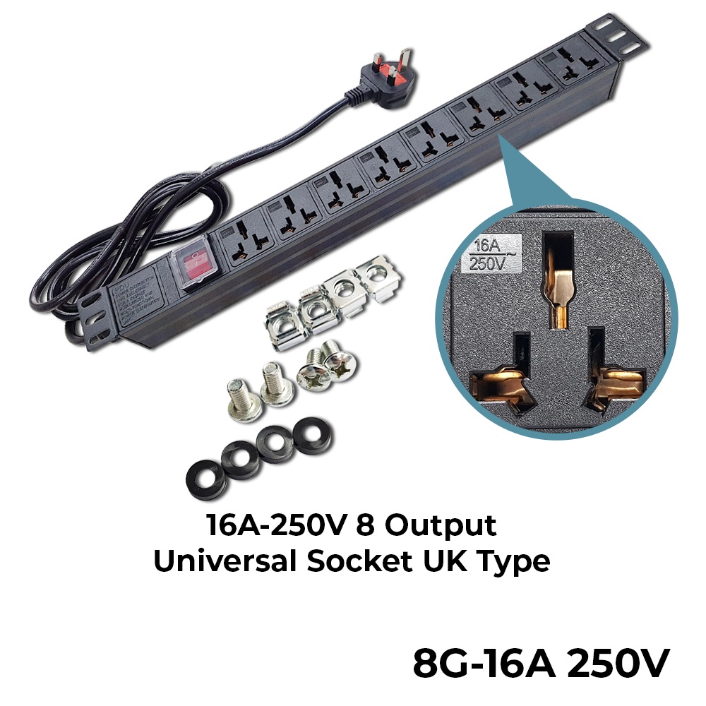 6 8 Output Universal Socket Power Distribution Unit Uk Type For Rackmount Server Rack Pdu