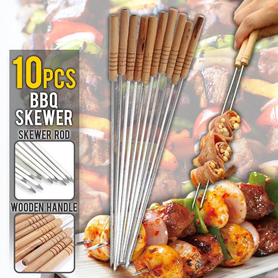 Stainless Steel BBQ Skewer Stick Barbecue Rod/ BBQ Metal Kebab Sticks ...