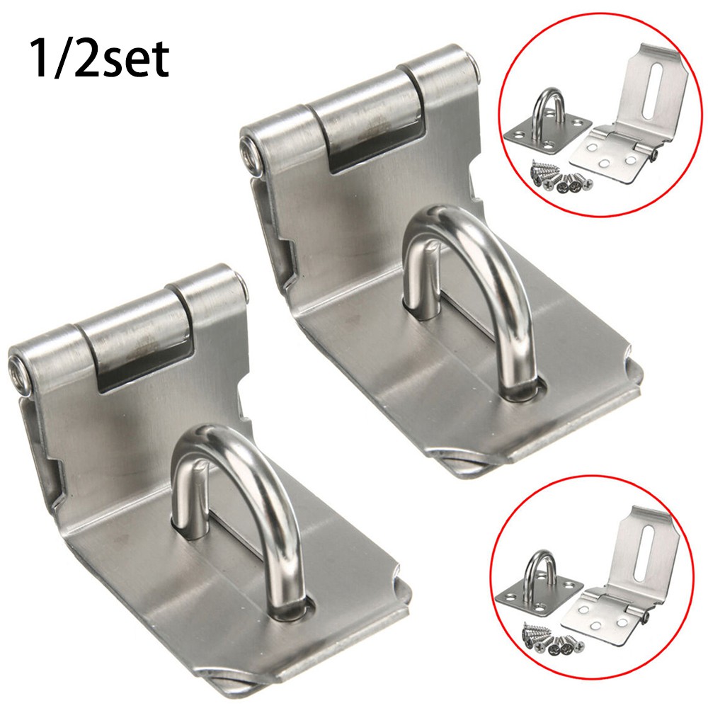 ⛤EAGLE⛤Door Padlock Plate Silver Security 90 Degrees Staple Shed Latch ...