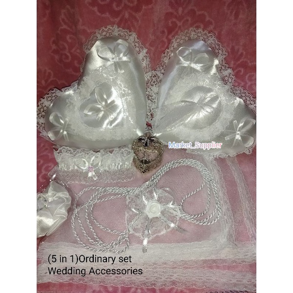 WEDDING ORDINARY SET FOR BRIDE AND GROOM ACCESSORIES (5 in 1) (White ...