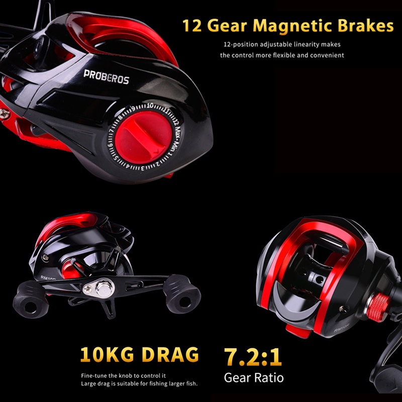 KFT PROBEROS Mesin Pancing Baitcasting Reel Bc 7.2:1 Max Drag 10kg ...