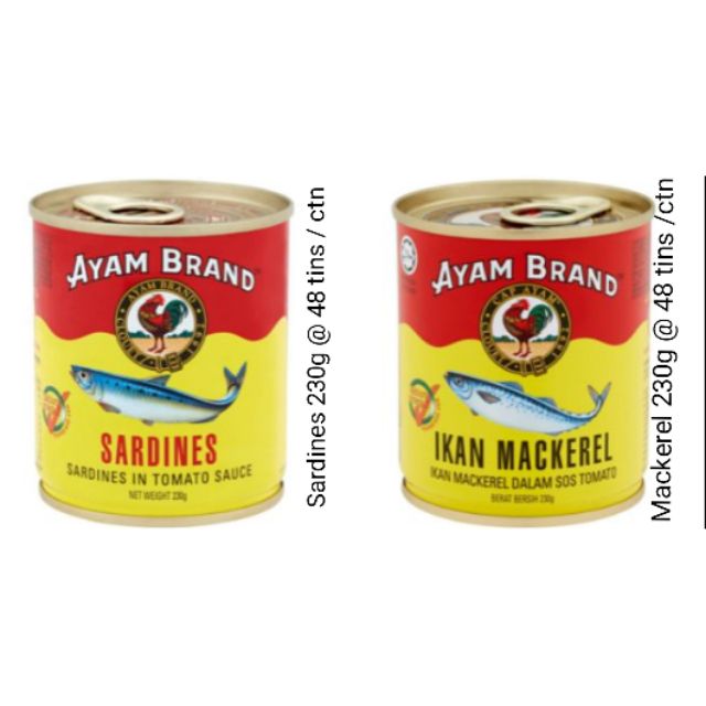 Ayam Brand Sardines / Mackerel 230g @ 48 tins / ctn | Shopee Malaysia