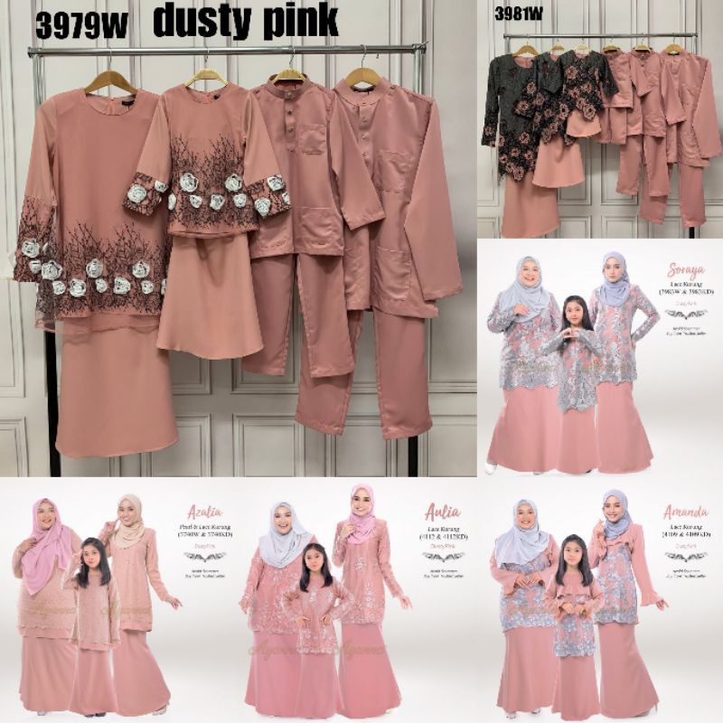 Tema dusty pink Baju raya couple Baju kurung dan baju melayu Kurta bapa ...