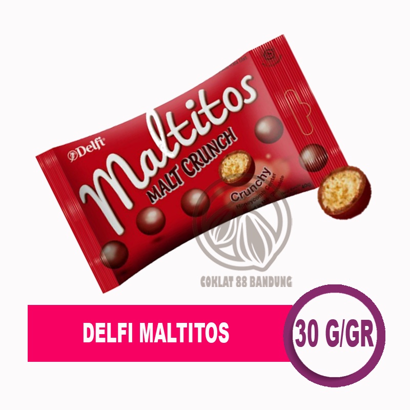 Delfi MALTITOS 30GR, CHOCOLATE DELFI CONTENTS MALT CRUNCH 30 GR BROWN ...