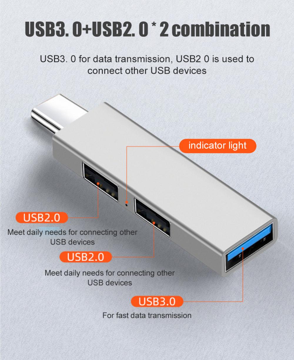 Mini 3 Port USB 3.0 Hub USB Hub Extensions 2.0 Hub USB Adapter Station ...