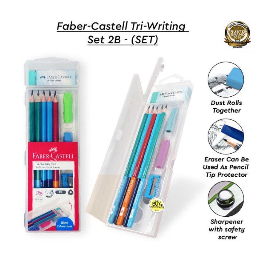 Faber Castell Tri Writing Set With Pencil Case 311809 | Shopee Malaysia