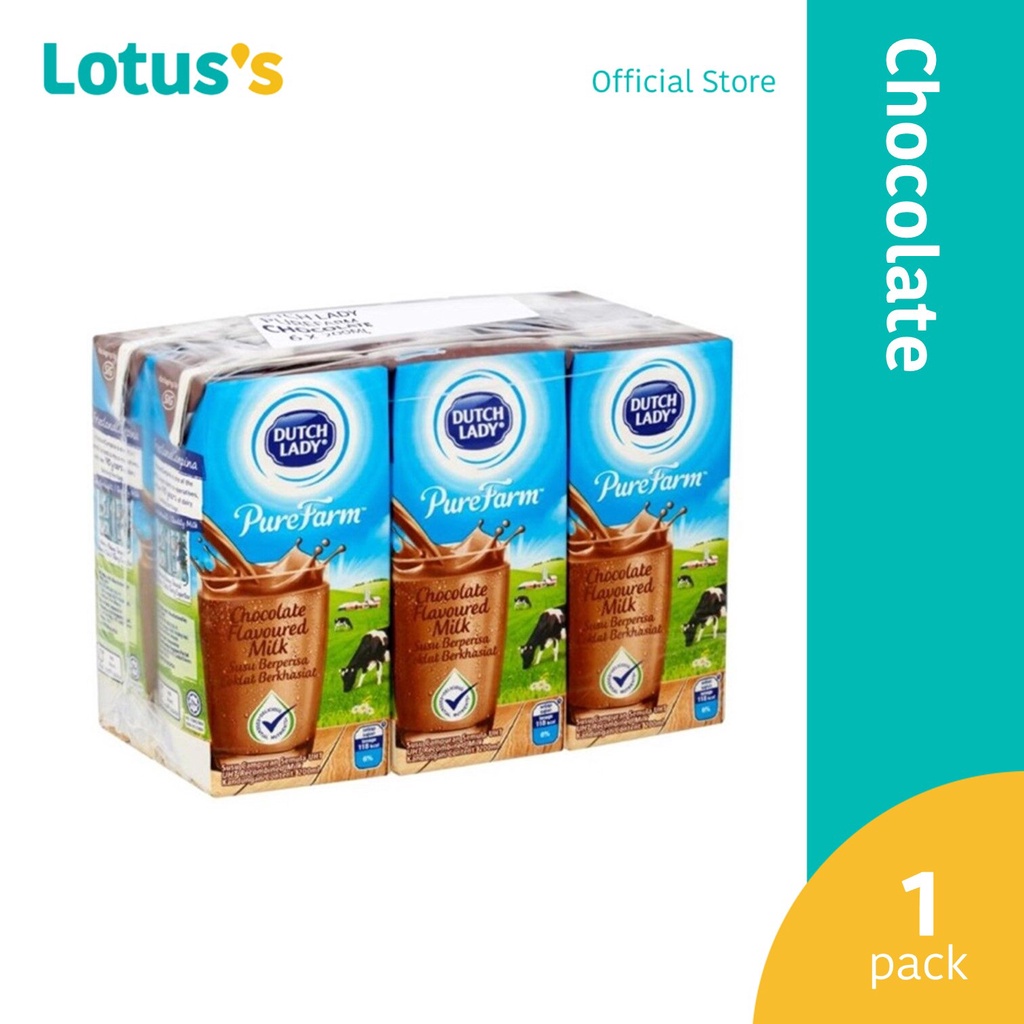Dutch Lady Pure Farm Chocolate Flavoured Milk (6 x 200ml) | Shopee Malaysia