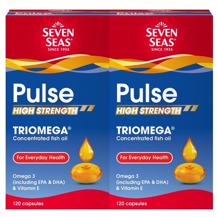 SEVEN SEAS PULSE HIGH STRENGTH TRIOMEGA FISH OIL WITH VITAMIN E & OMEGA ...