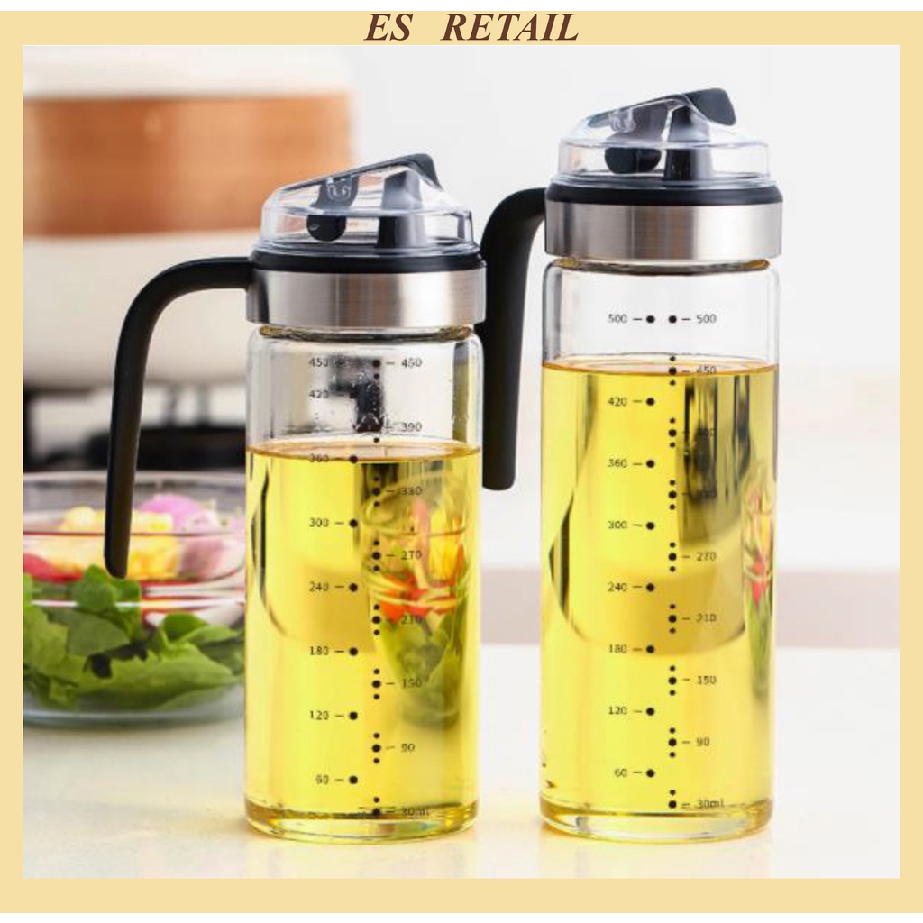 Stainless steel borosilicate glass oil dispenser Oil bottle Oil jug ...