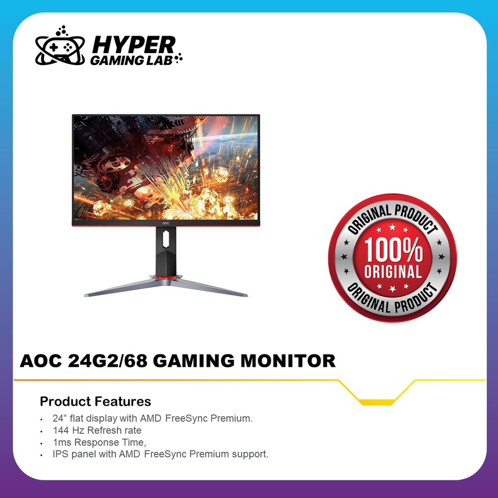 AOC 24G2 - 24" Frameless Full HD 1ms 144Hz IPS Freesync Gaming Monitor ...