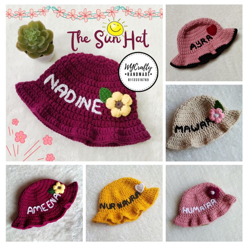TOPI KAIT / TOPI KAIT NAMA / CROCHET HAT / BEANIE | Shopee Malaysia