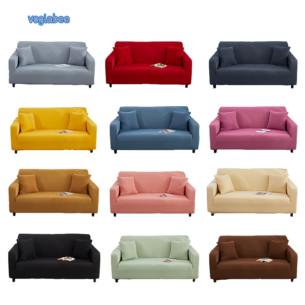 Solid Color 1 2 3 4 Seater Sofa Cover Elastic All-inclusive Slipcover ...