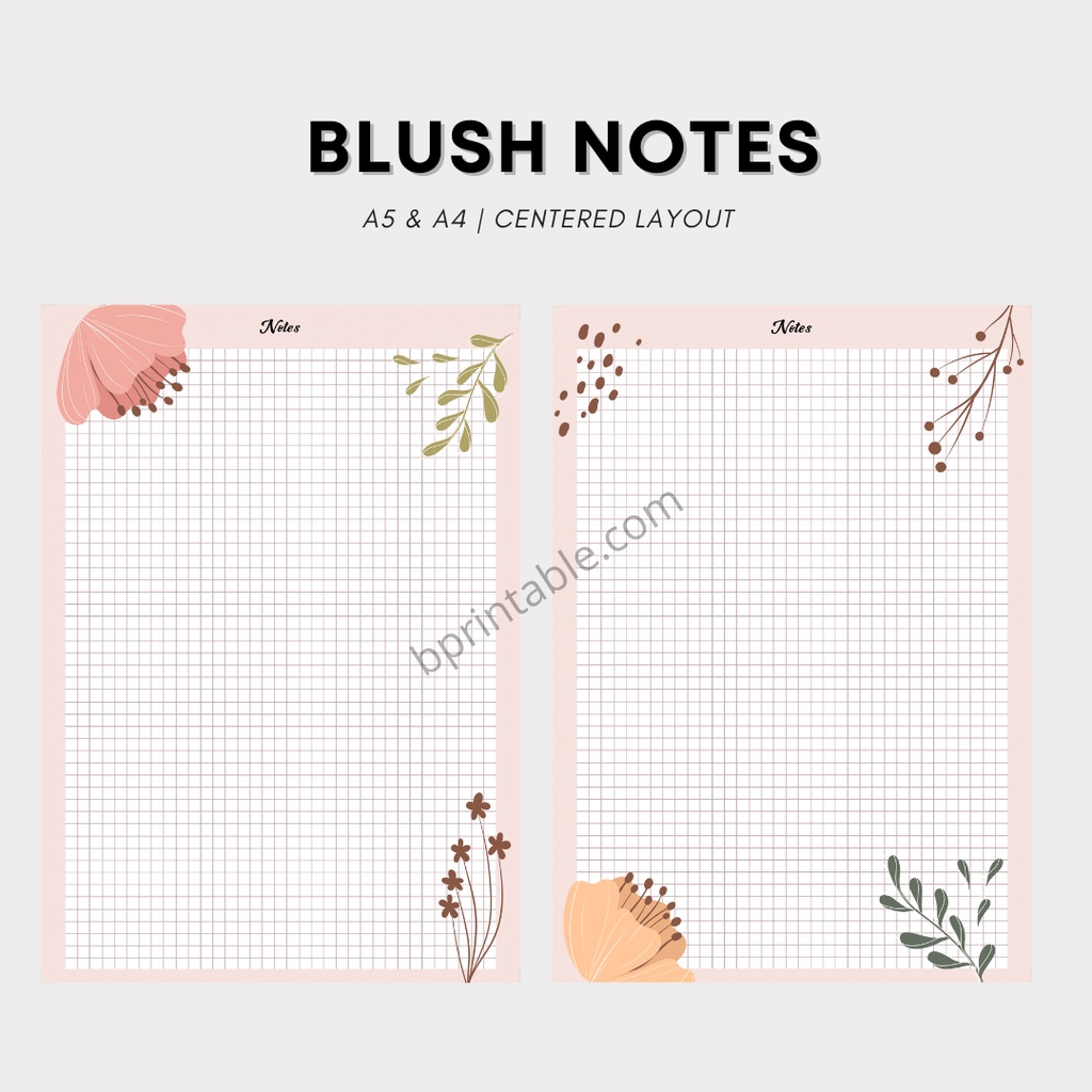[PDF] Notebook Page Template Grid Notes Blush Design | Shopee Malaysia