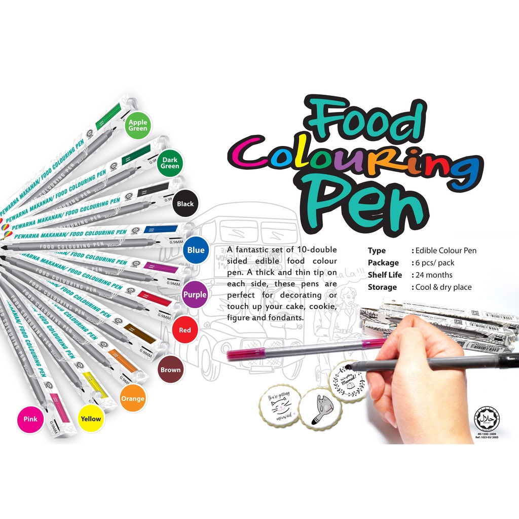 Trans Food Colouring Pen (Halal) | Shopee Malaysia