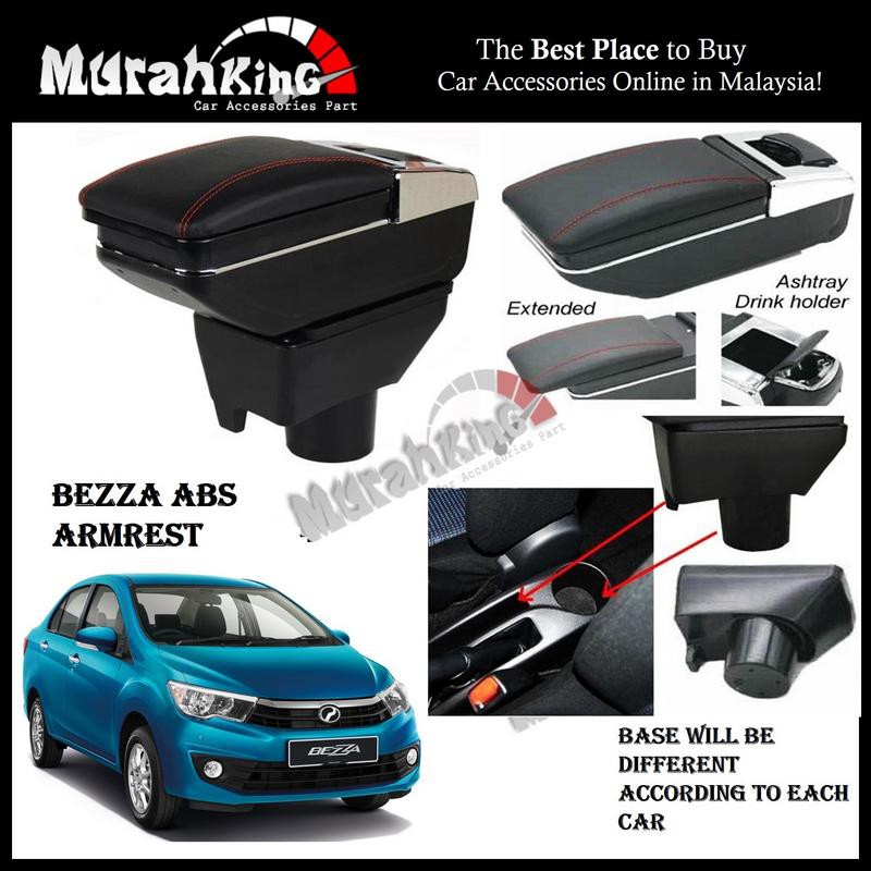 Perodua Bezza PVC Adjustable ABS Armrest Center Console Box Black ...