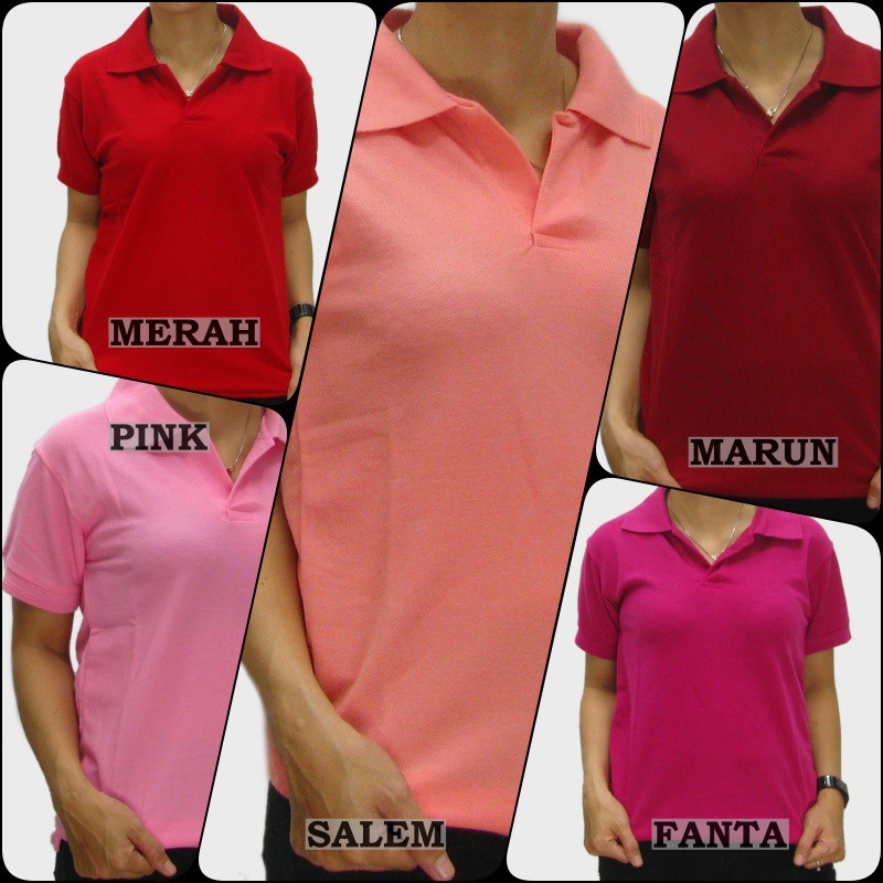 MERAH Women's Unisex Short Sleeve Plain Collar T-shirt Casual Red ...