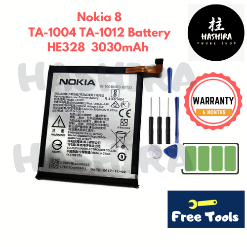 100% Original Nokia 8 Battery TA-1004 TA-1012 Battery HE328 ( 3030mAh ...