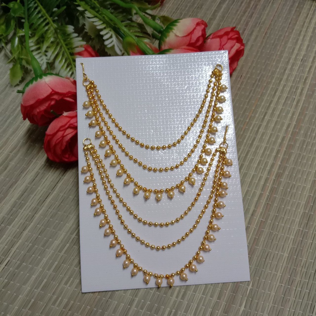 Ear Chains / Indian Ear Chains / Gold Covering Ear Chains / Indian Ear ...