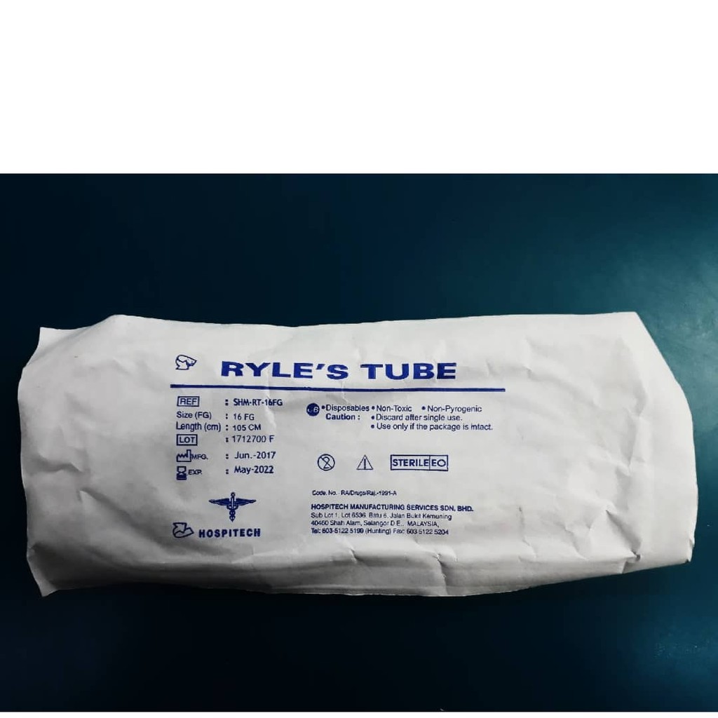 RYLE'S TUBE/STOMACH TUBE SIZE 16 FG (105cm) 1'S RYLES TUBE | Shopee ...