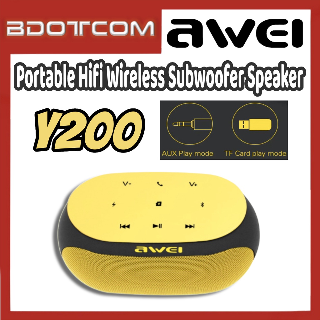 [Ready Stock] Awei Y200 Portable Hifi Wireless Subwoofer Speaker for ...