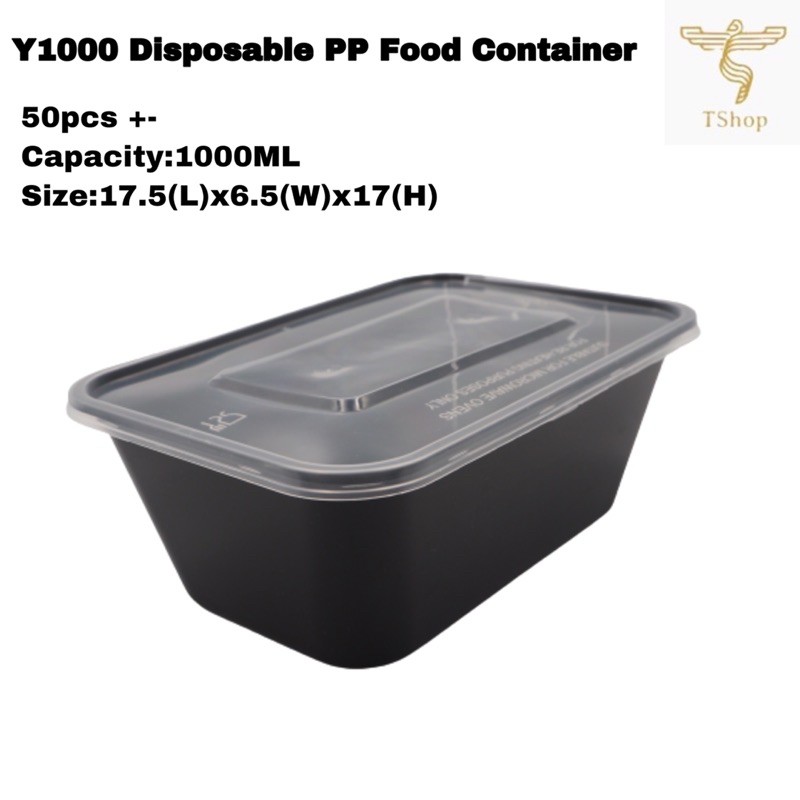 A1000 Premium BLACK disposable PP food Container 50pcs+- 1000ml ...