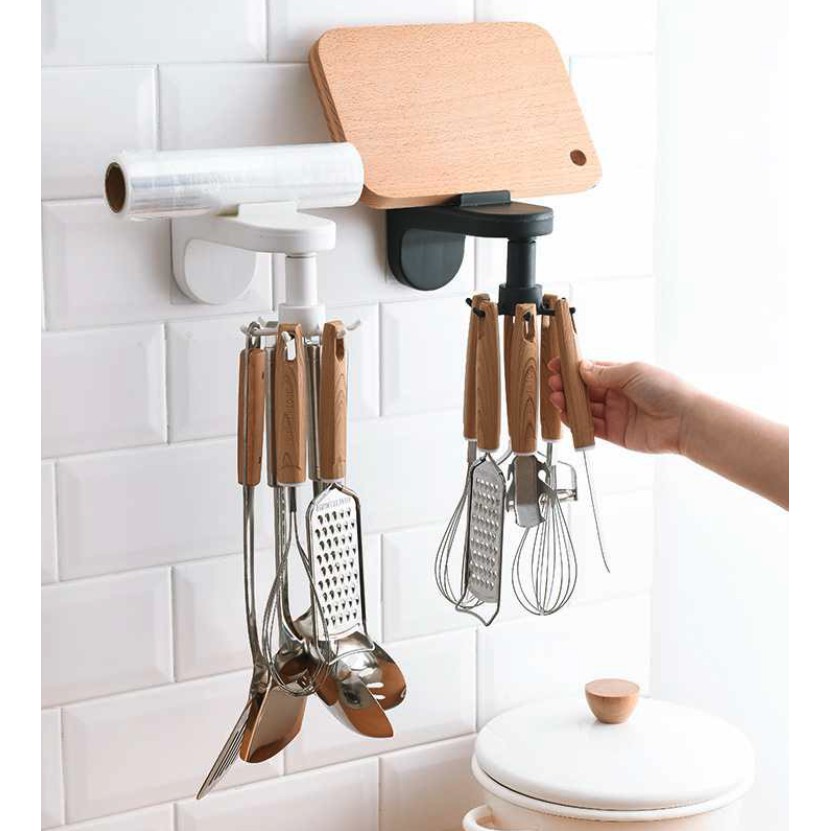 360 Rotatable Wall Hook Extensible Utensils Storage Rack Wall / Top ...