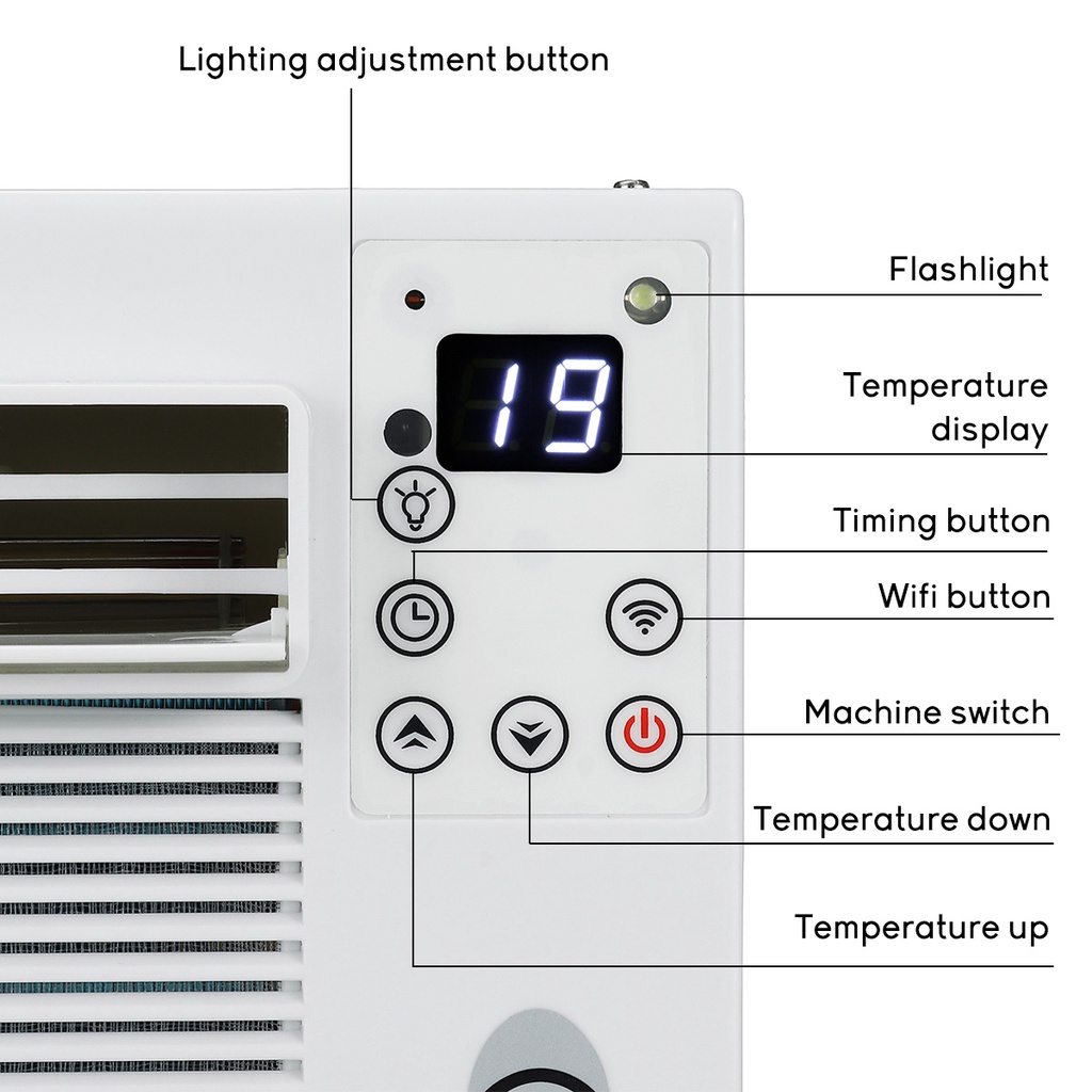 1100W Air Conditioner 24-hour Timer with WiFi Remote Control LED ...