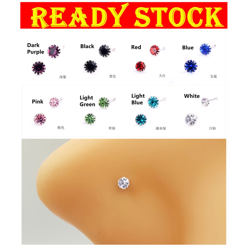 N-5 Nose stud Subang Hidung Celup SilverI Mukuti 镀银鼻环 鼻环 鼻钉 鼻针 钻鼻环 钻鼻钉 ...