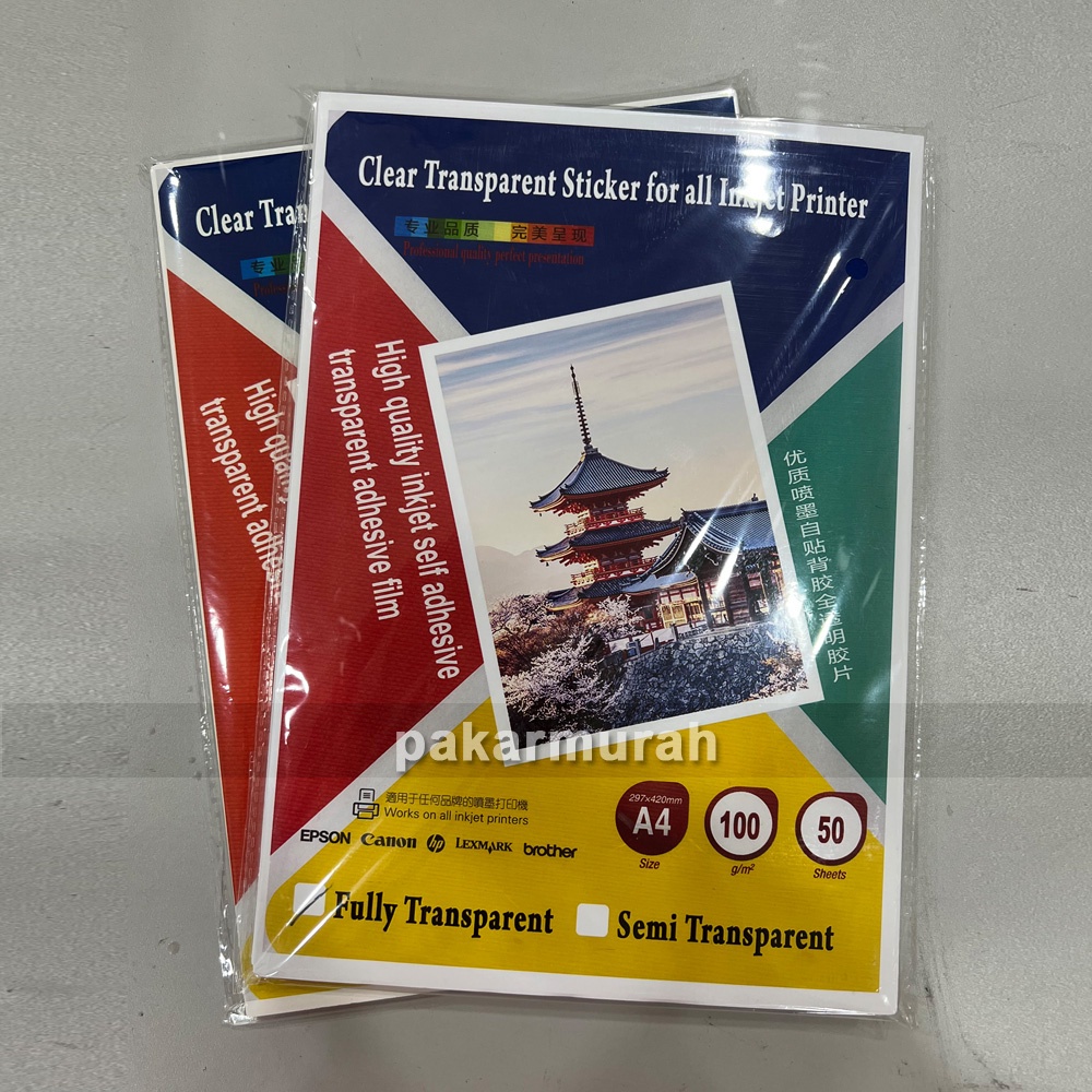 A4 Fully Transparent Sticker inkjet sticker 100gsm 50sheets | Shopee ...