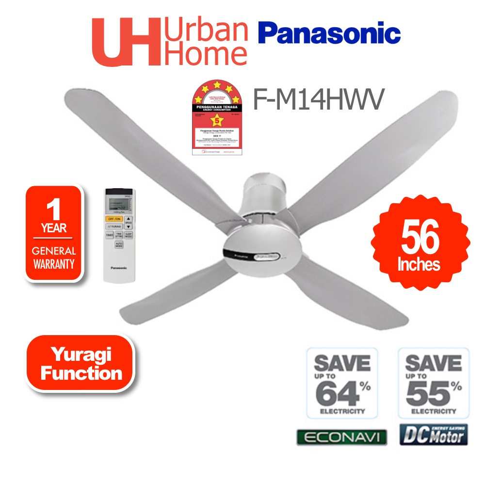 Panasonic ECONAVI 4 Blades DC Motor Ceiling Fan (56") F-M14HWVBSQH / F ...