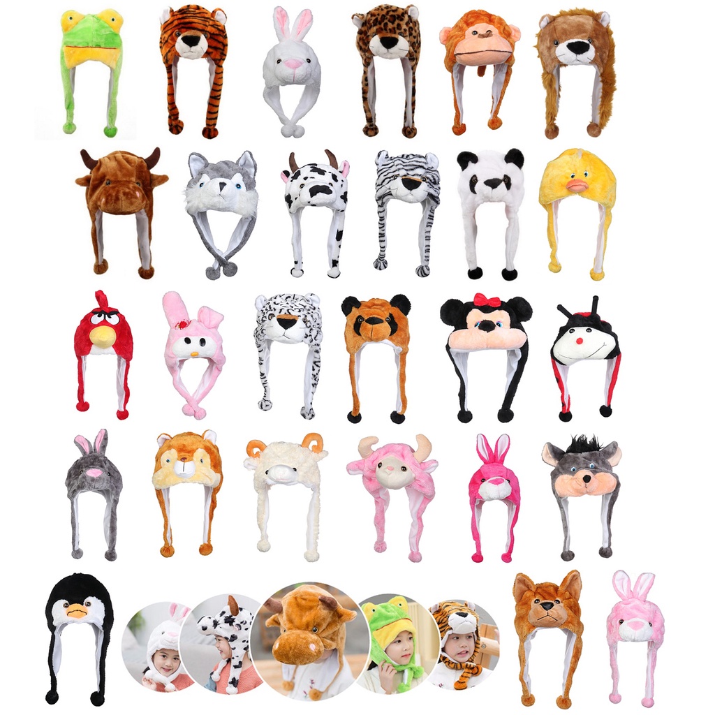 [Ready Stock] Funny Plush Animal Hat Novelty Full Headgear Winter Ski ...
