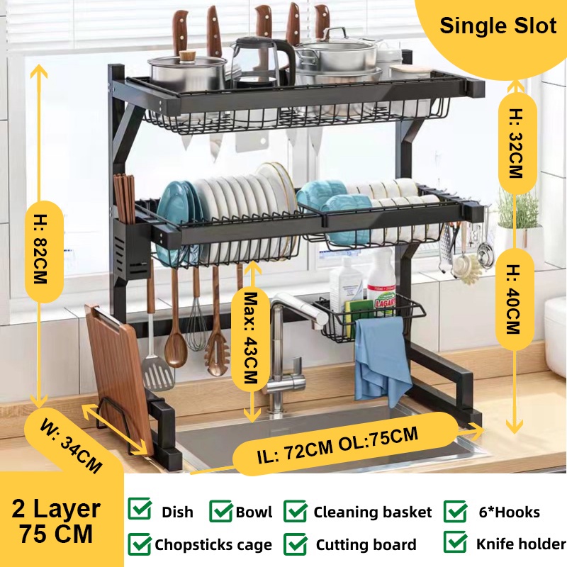 Stainless Steel Kitchen Rack Organizer Kitchenware Storage Sink Rack ...