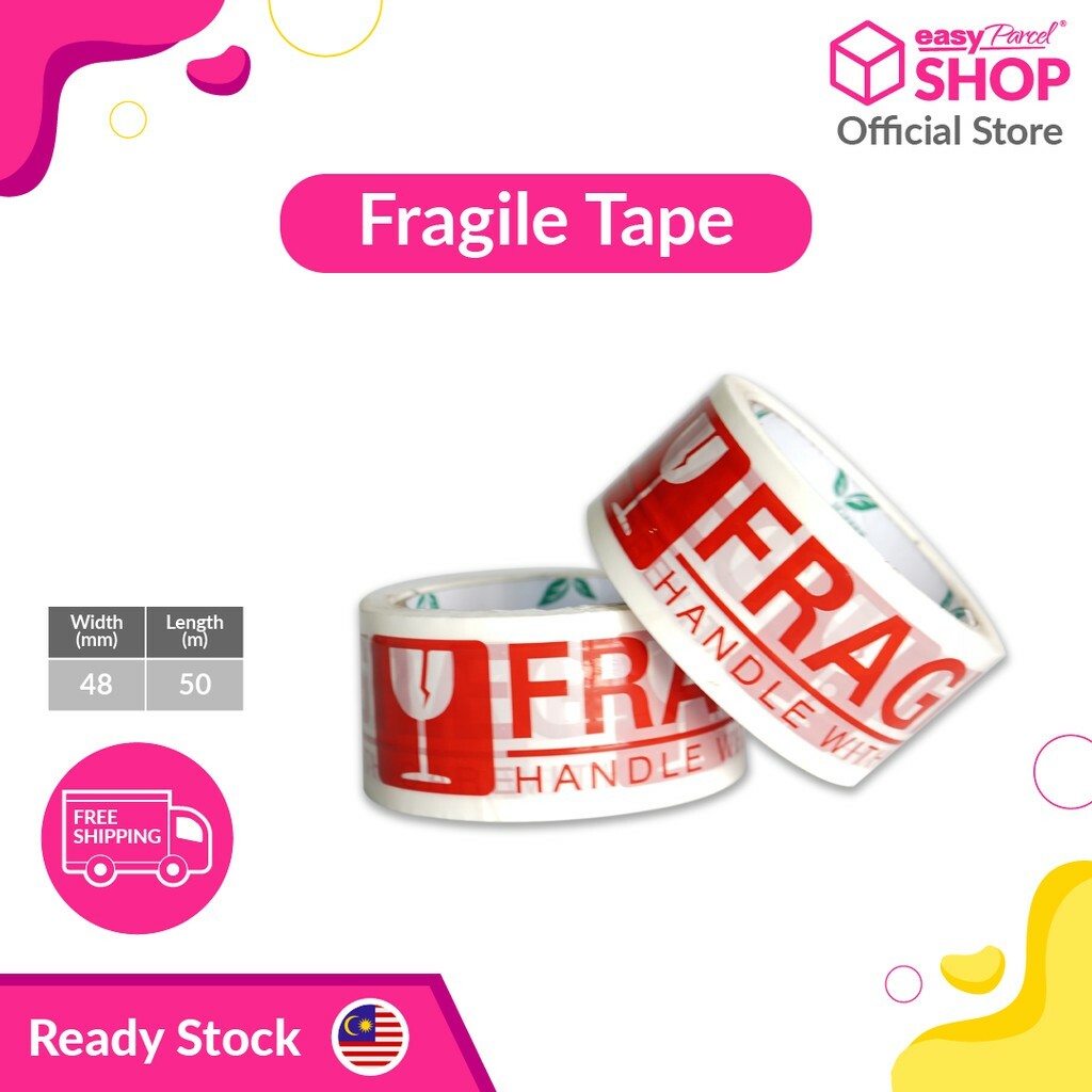 🔥 READY STOCK 🔥 Fragile Tape 48mm x 50m - Fragile Sticker & Fragile ...