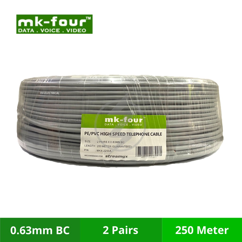 [250meter] MK-FOUR 2 PAIRS x 0.63MM PE/PVC HIGH SPEED TELEPHONE CABLE | Shopee Malaysia